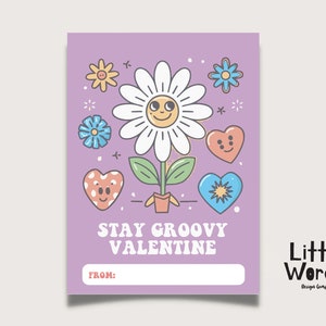 Retro Valentine Cards Hippie Valentine Cards Printable Groovy School ...