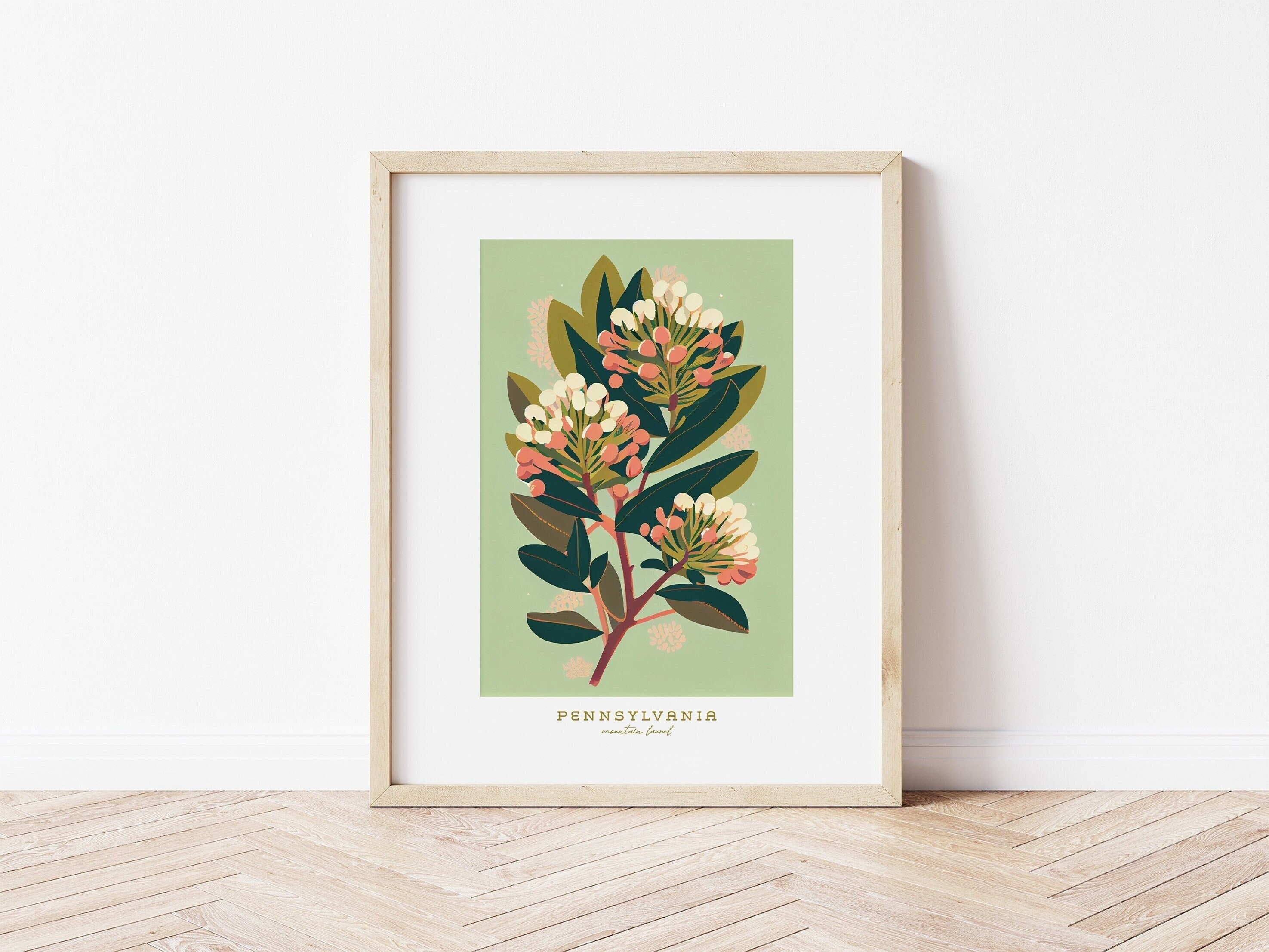 Pennsylvania State Flower, Mountain Laurel Flower, Retro Flower Digital ...