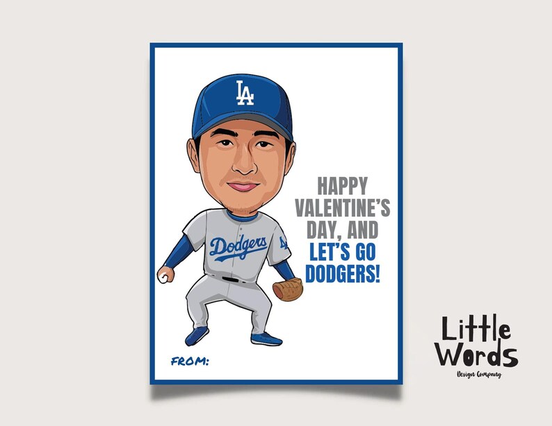 LA Dodgers-themed Valentine Cards - Non Candy Valentine, Printable ...