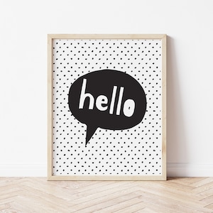 Hello Printable Art, Motivational Quote Print, Nursery Decor, Kids Room ...