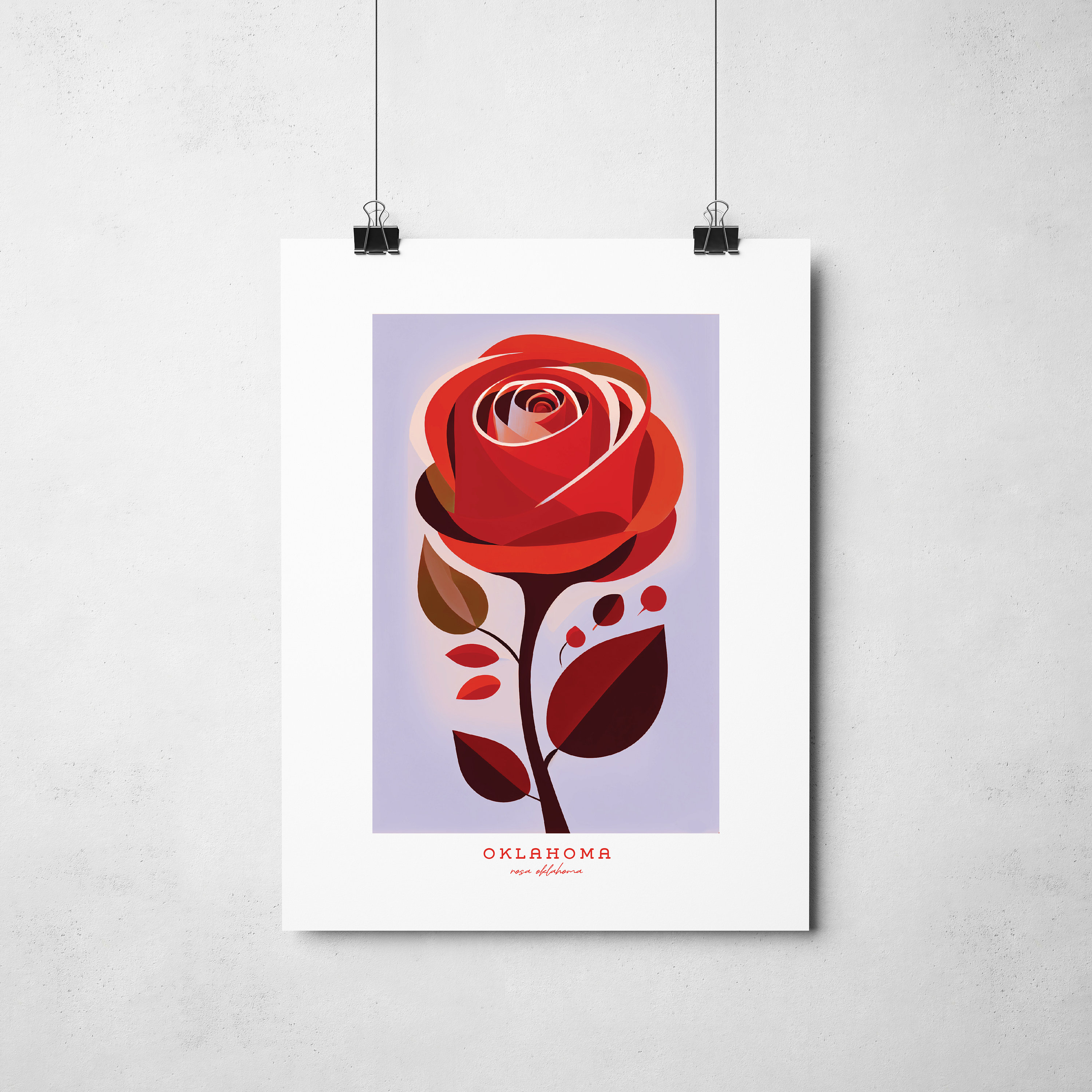 Oklahoma State Flower, Rosa 'oklahoma' Flower, Retro Flower Digital Art ...