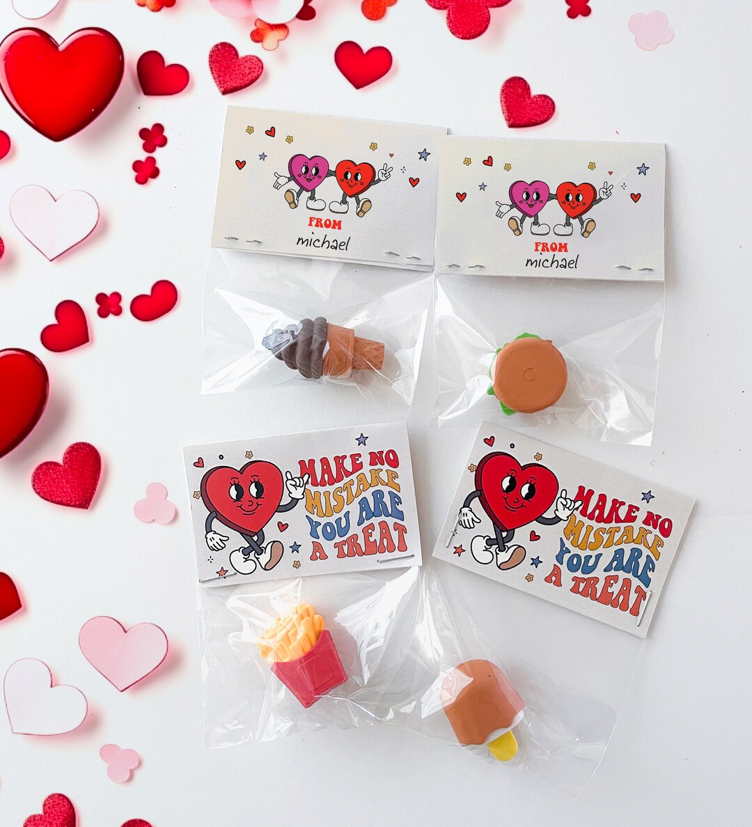 Valentine's Day Bag Topper, Eraser Valentine Card, Food Eraser ...