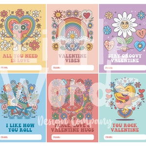 Retro Valentine Cards Hippie Valentine Cards Printable Groovy School ...