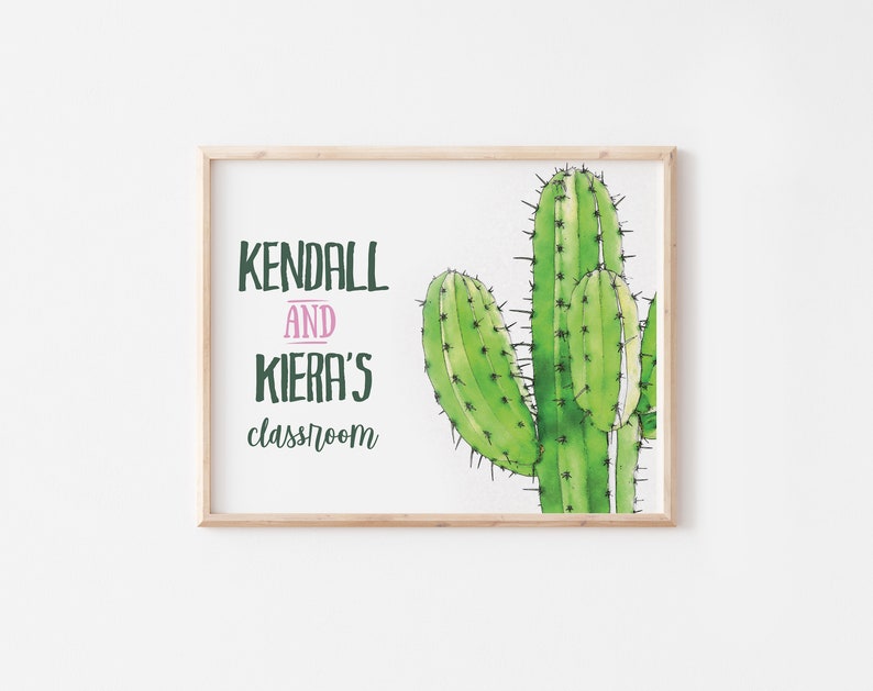 Personalized Home School Classroom Sign Watercolor Cactus | Etsy