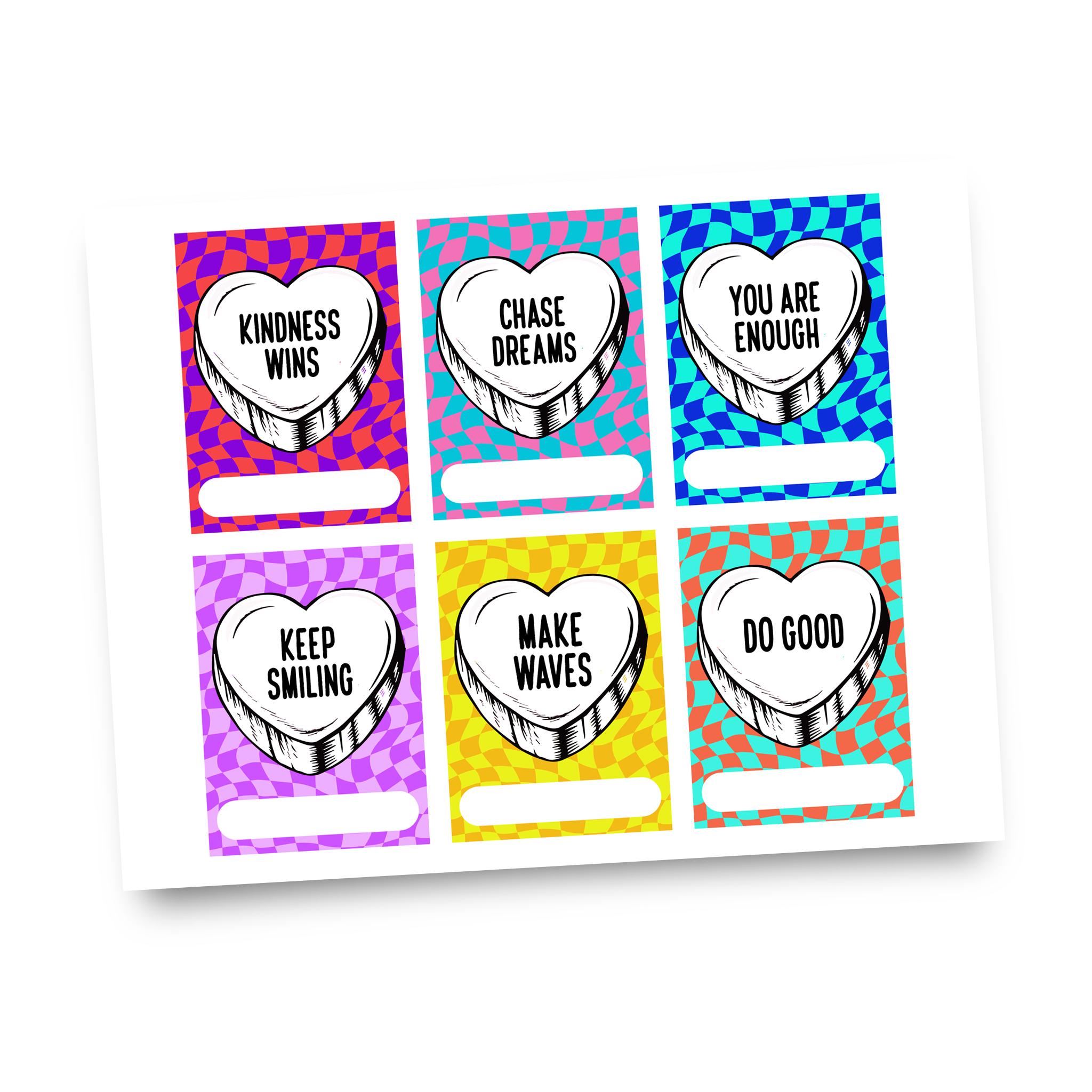Positive Affirmation Valentines, Digital Valentine Cards, Candy Hearts ...
