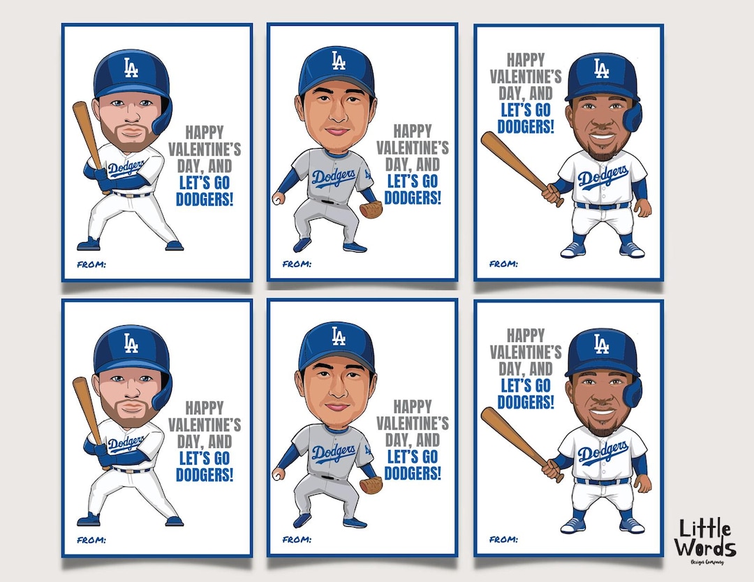 LA Dodgers-themed Valentine Cards - Non Candy Valentine, Printable ...
