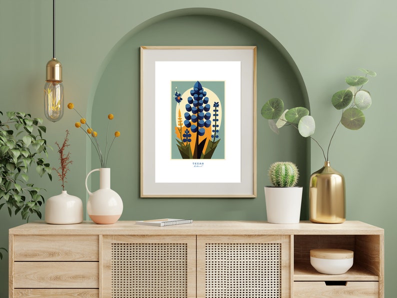 Texas State Flower, Bluebonnet Flower, Retro Flower Digital Art ...