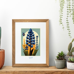 Texas State Flower, Bluebonnet Flower, Retro Flower Digital Art ...