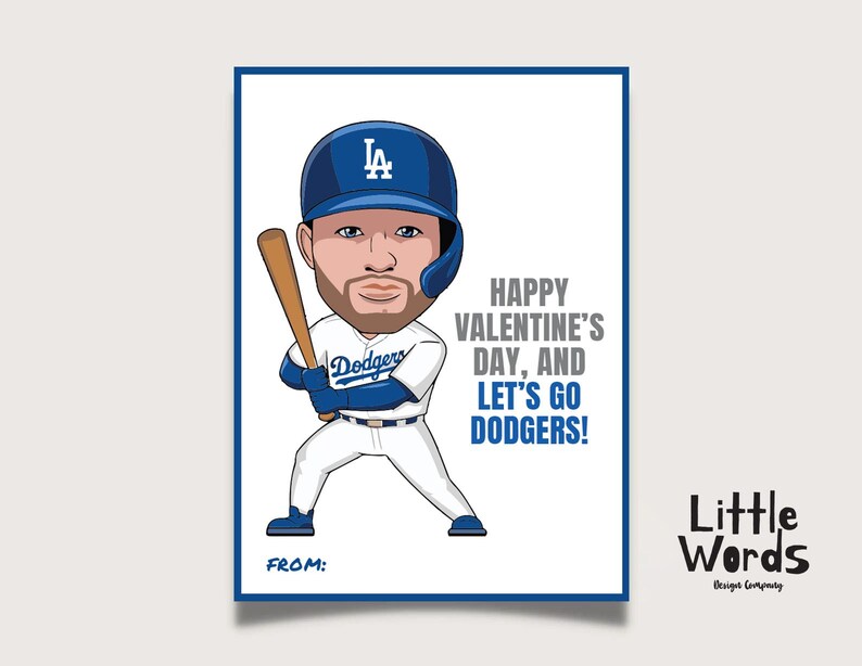 LA Dodgers-themed Valentine Cards - Non Candy Valentine, Printable ...