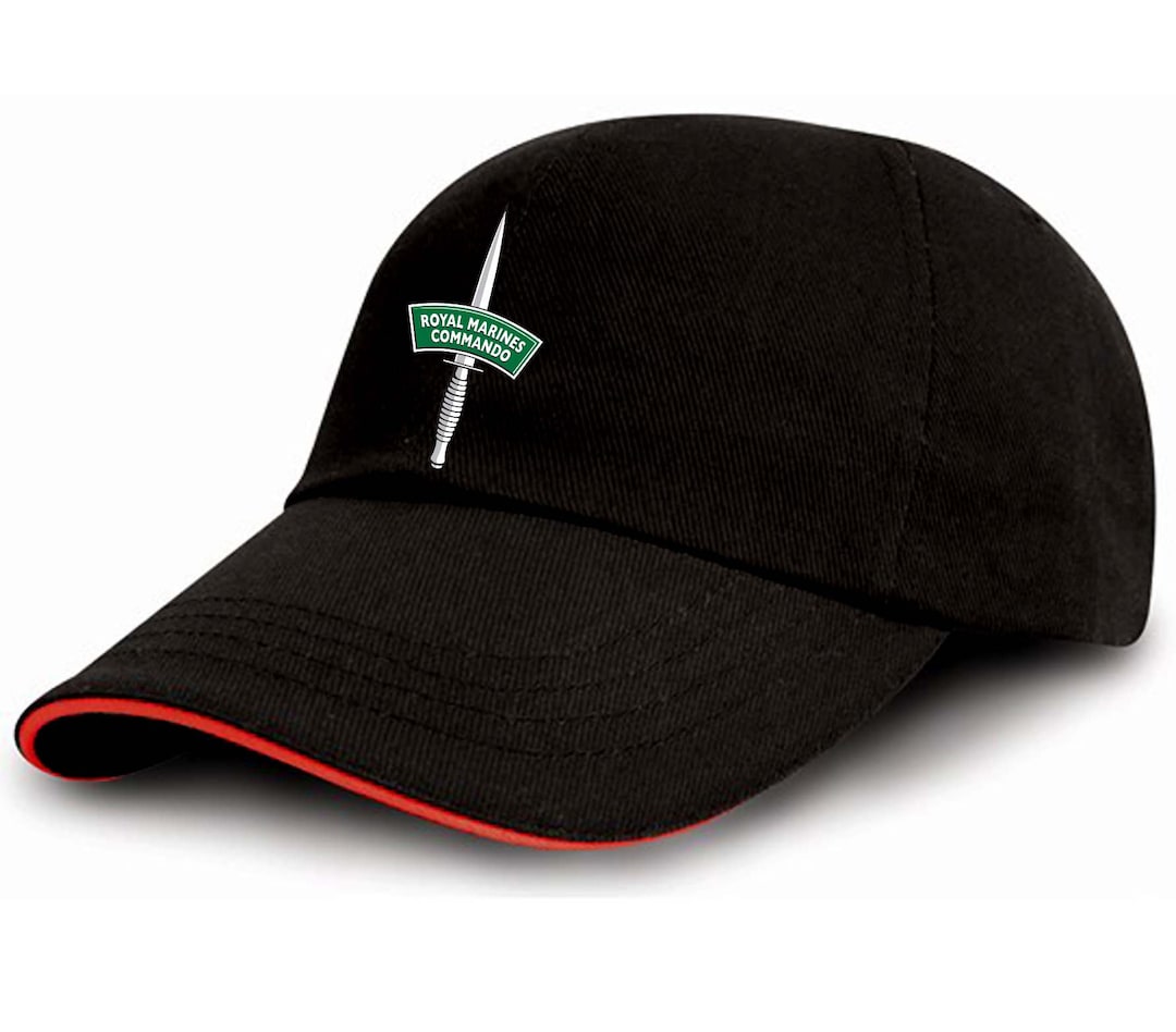 The Royal Marines Commando Badge on a Black Baseball Cap, Hand Printed ...