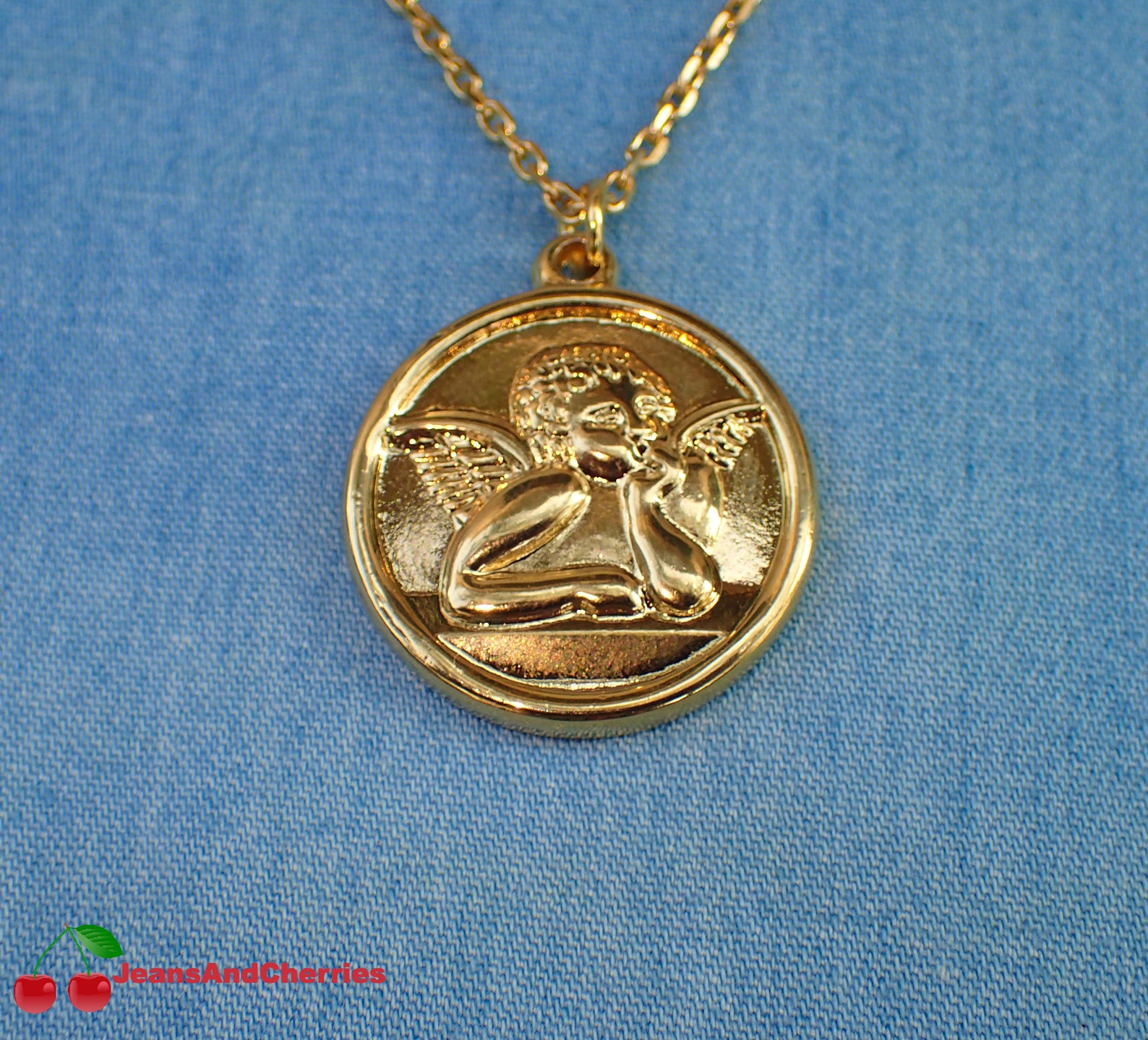 Angel Necklace Gold Guardian Angel Necklace Angel Gold | Etsy