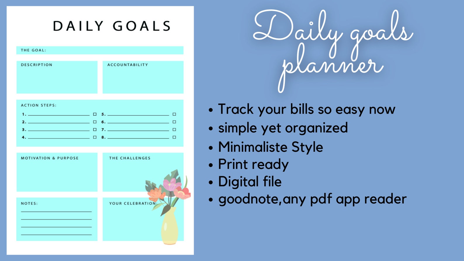 Daily goal Planner Daily Calendar Daily Schedule To-Do | Etsy
