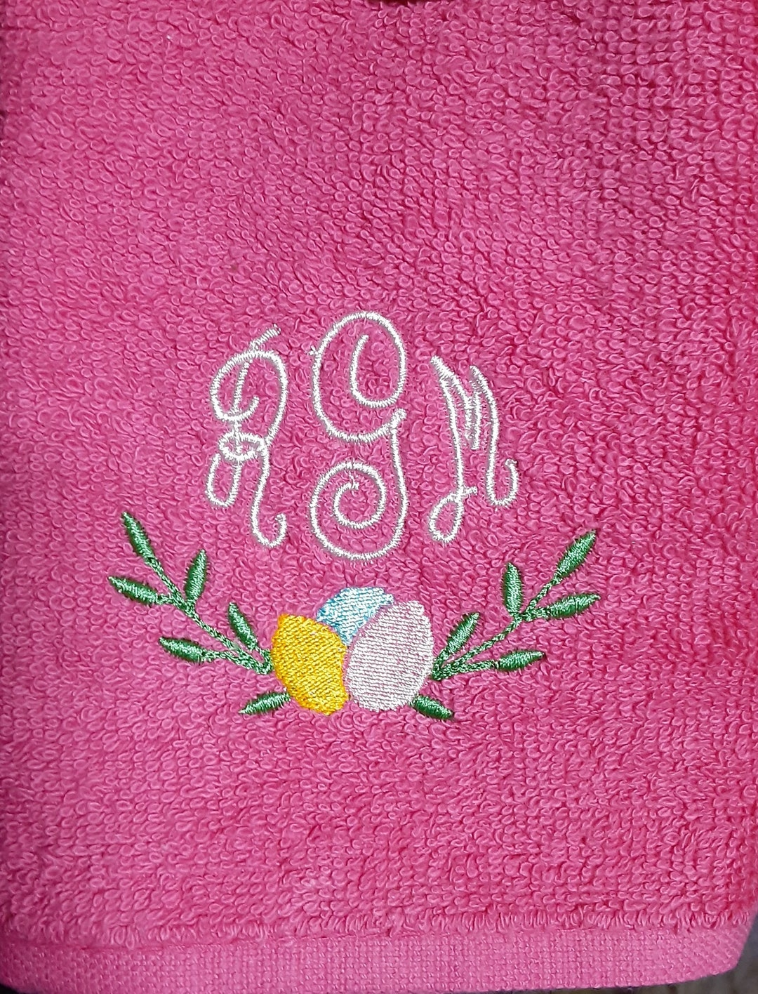 Easter Monogram Wash Cloth, Kids Embroidered Easter Eggs Wash Cloth ...