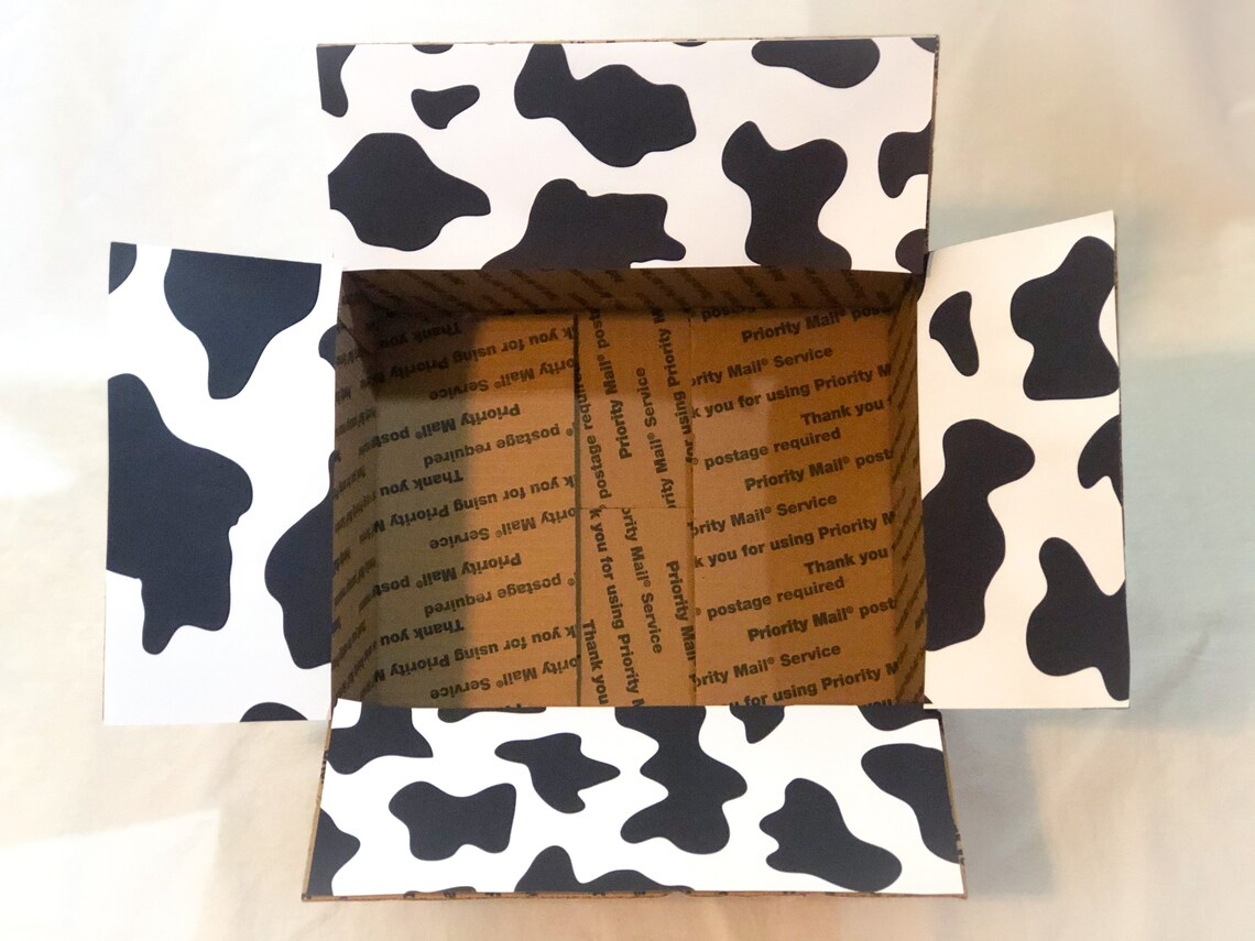 Cow Print Box Flap Stickers Interior Wrapping Paper | Etsy