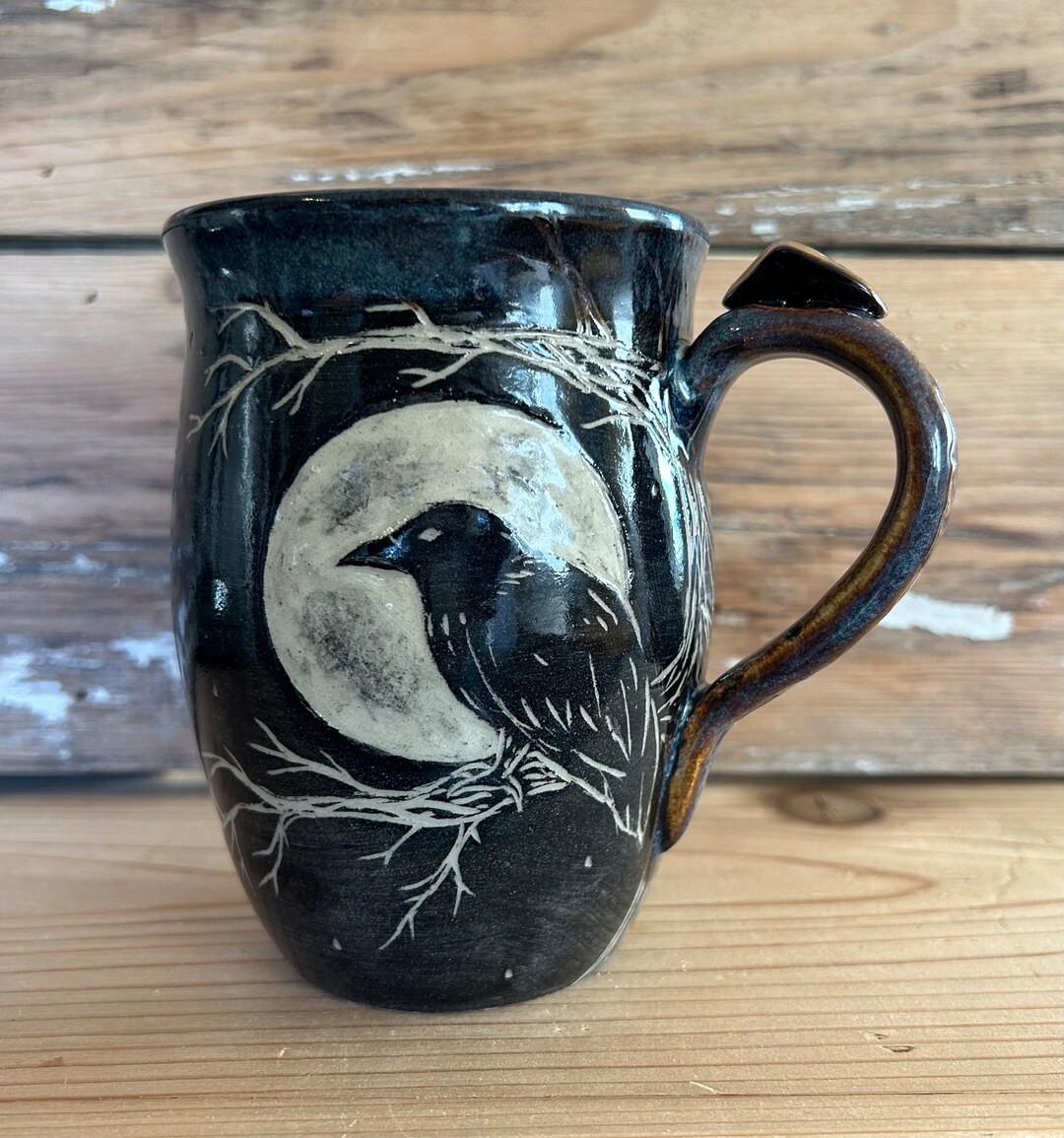 Raven Full Moon Mug (made to Order) - Etsy