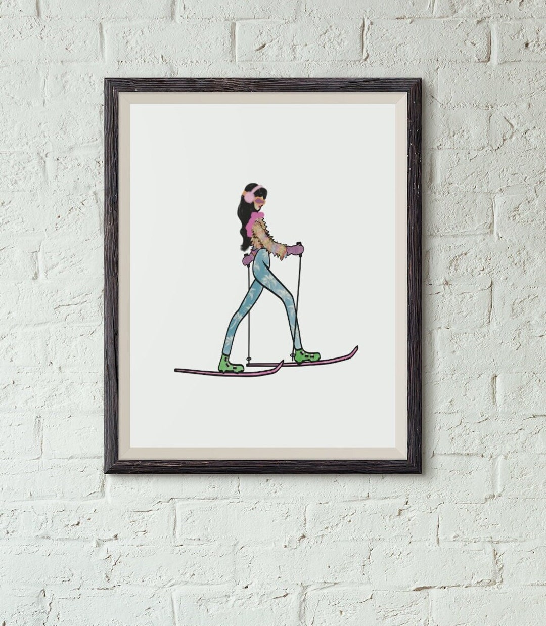 Brunette Ski Print II, Feminine, Female Skier, Apres, Wall Art, Ski ...