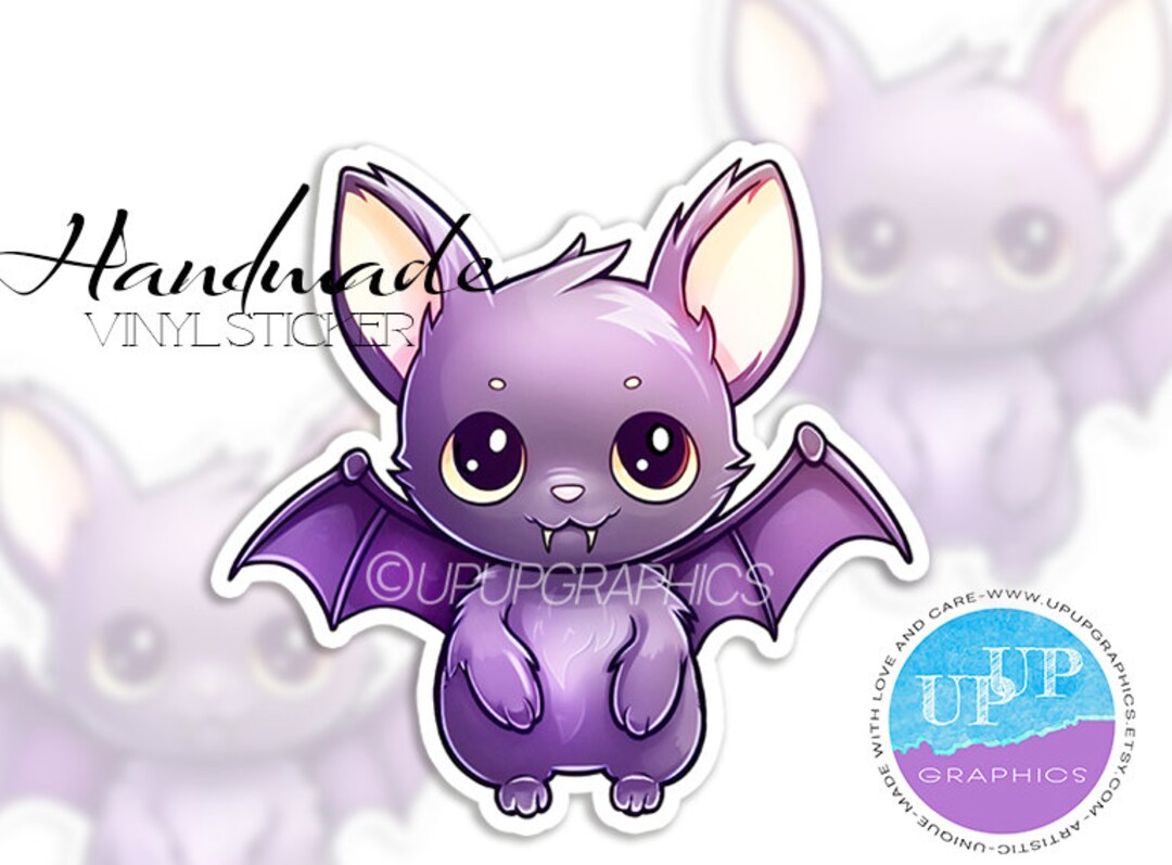 Purple Bat Sticker,cute Bat Stickers for Purple Lovers,hand-drawn Vinyl ...