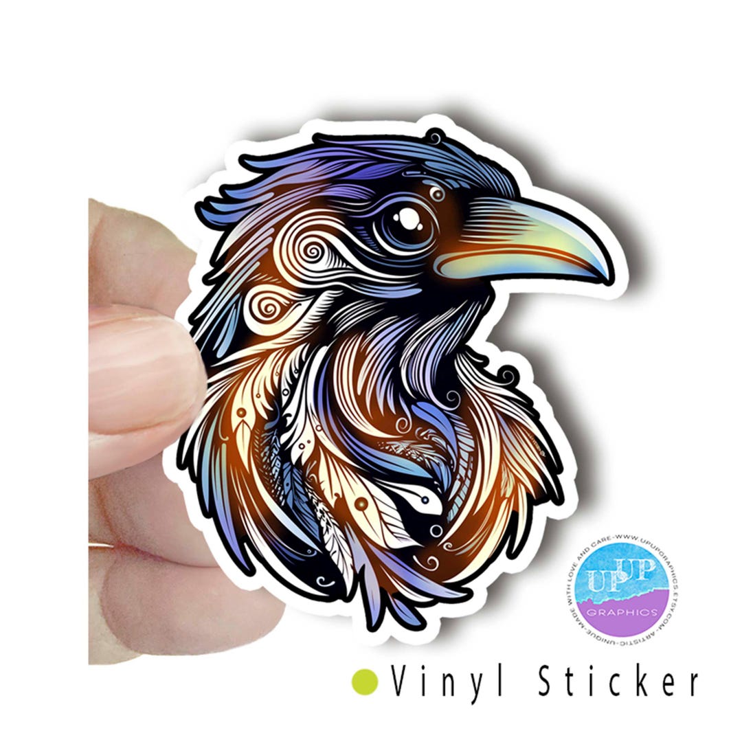 Raven Vinyl Sticker, Crow Sticker for Bird Lovers,illustration Vinyl ...