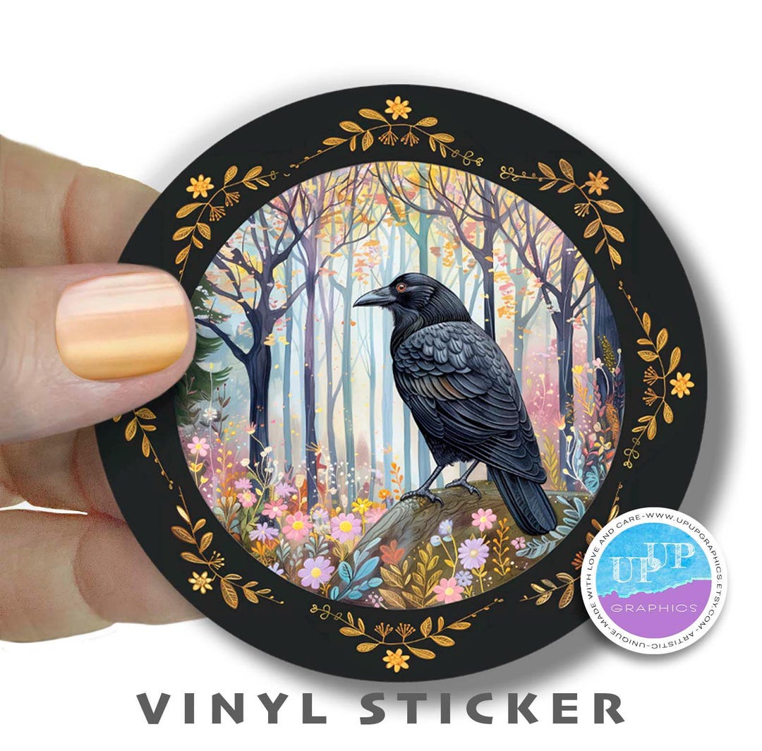 Raven Vinyl Sticker, Crow Sticker for Bird Lovers,hand-drawn Vinyl ...