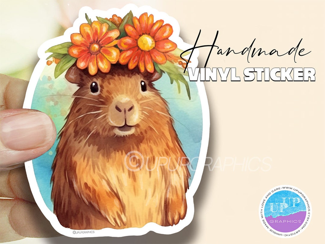 Capybara Sticker, Waterproof Vinyl, Cute Capybara Sticker for Animal ...