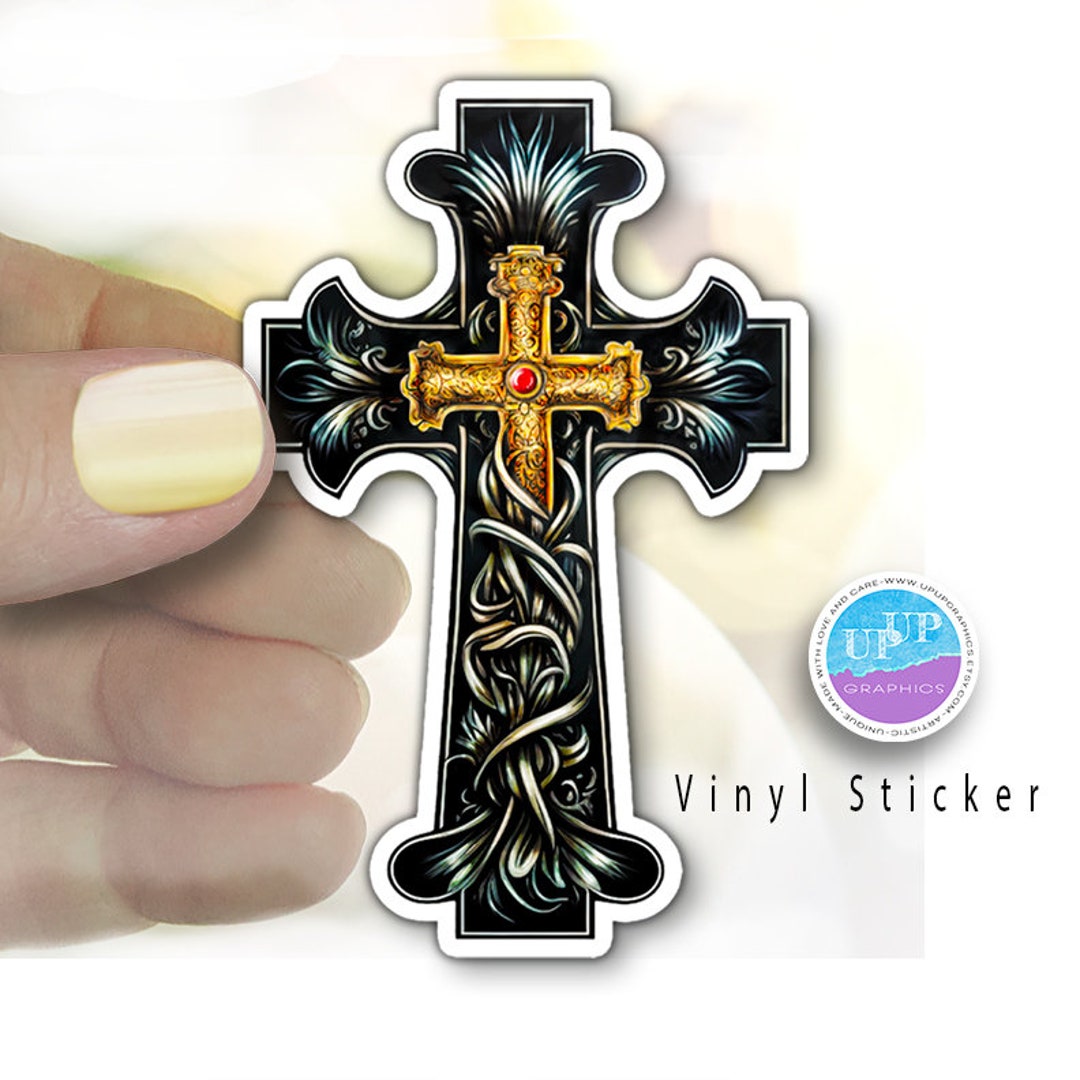 Cross Sticker, Catholic Cross Decal, Christian Faith Stickers, Crucifix ...