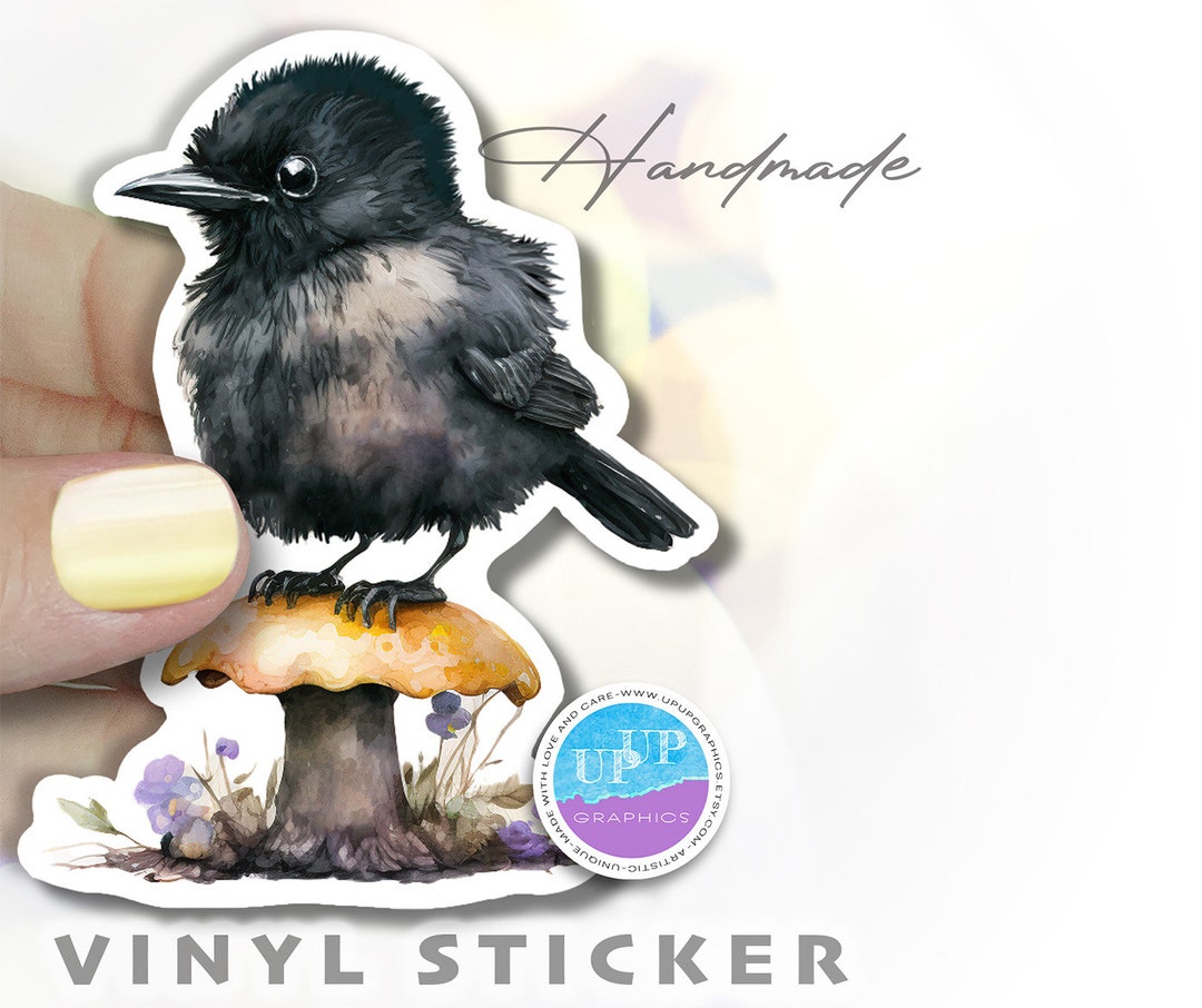 Baby Crow Stickers for Woodland Animal Lovers.hand-drawn Vinyl Crow ...