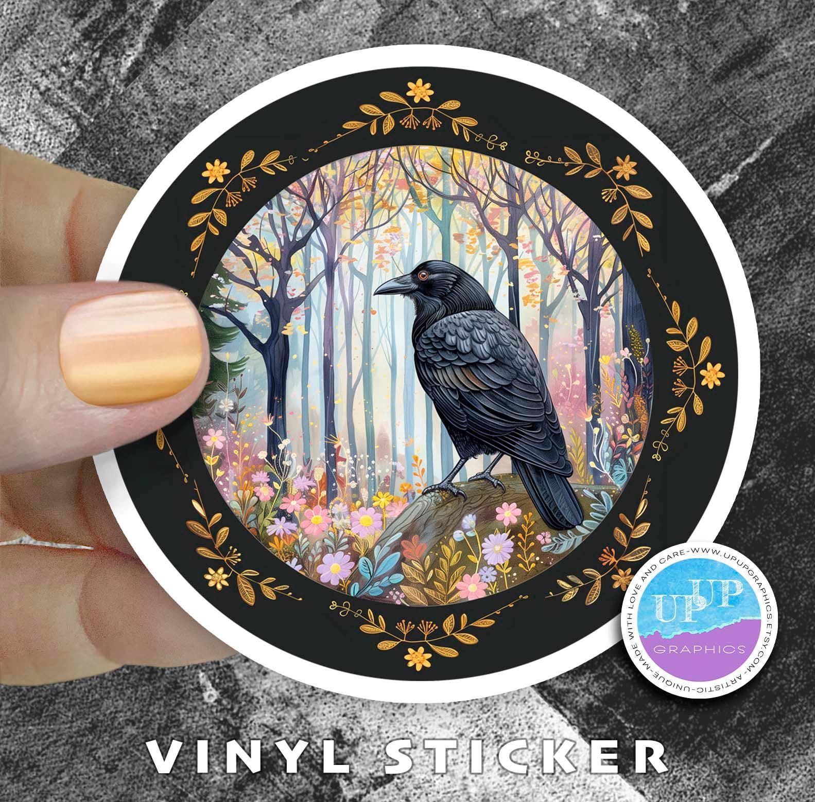 Raven Vinyl Sticker, Crow Sticker for Bird Lovers,hand-drawn Vinyl ...