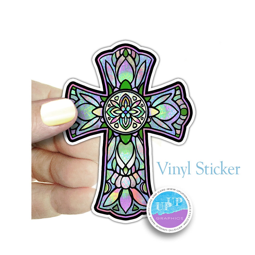 Cross Sticker, Catholic Cross Decal, Christian Faith Stickers, Crucifix ...