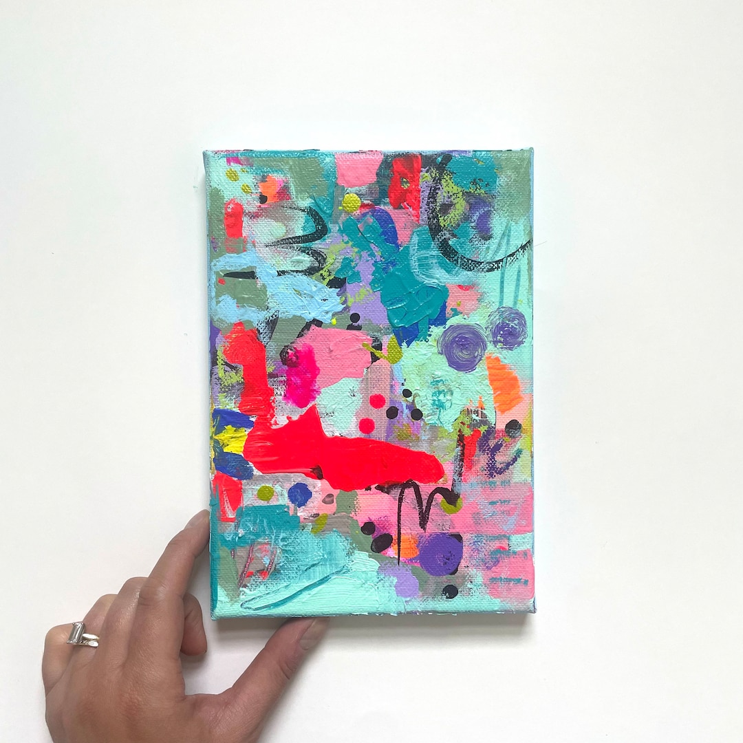 Small Original Abstract Art Painting | Deep Edge Cotton Canvas | A5 | 6 ...