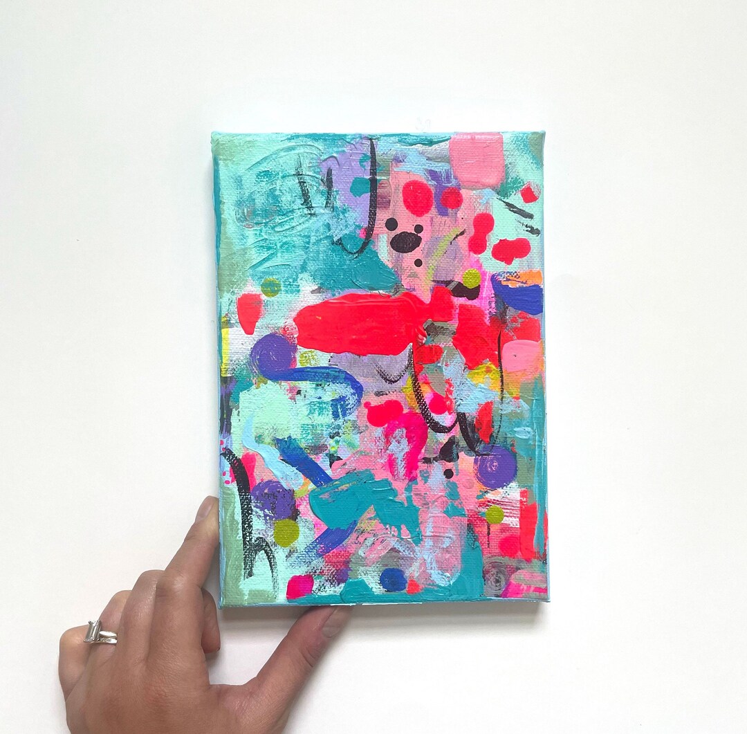Small Original Abstract Art Painting | Deep Edge Cotton Canvas | A5 | 6 ...