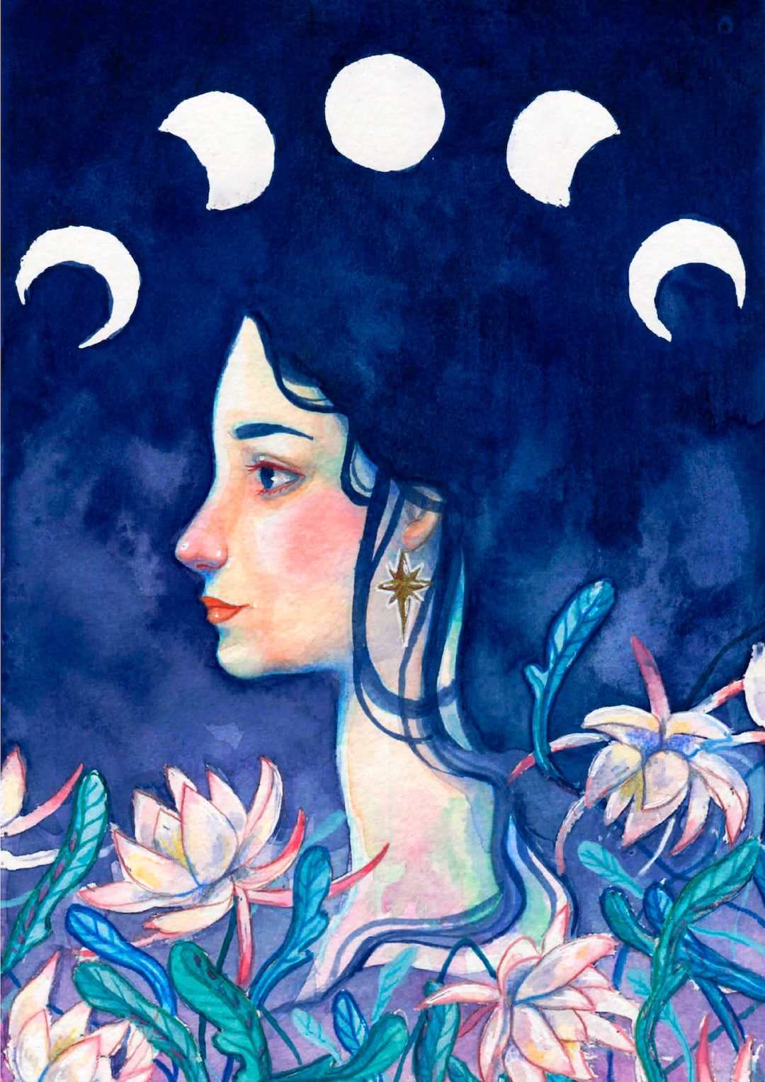 Nyx, Goddess of the Primordial Night Art Print - Hellenic Greek Pagan ...