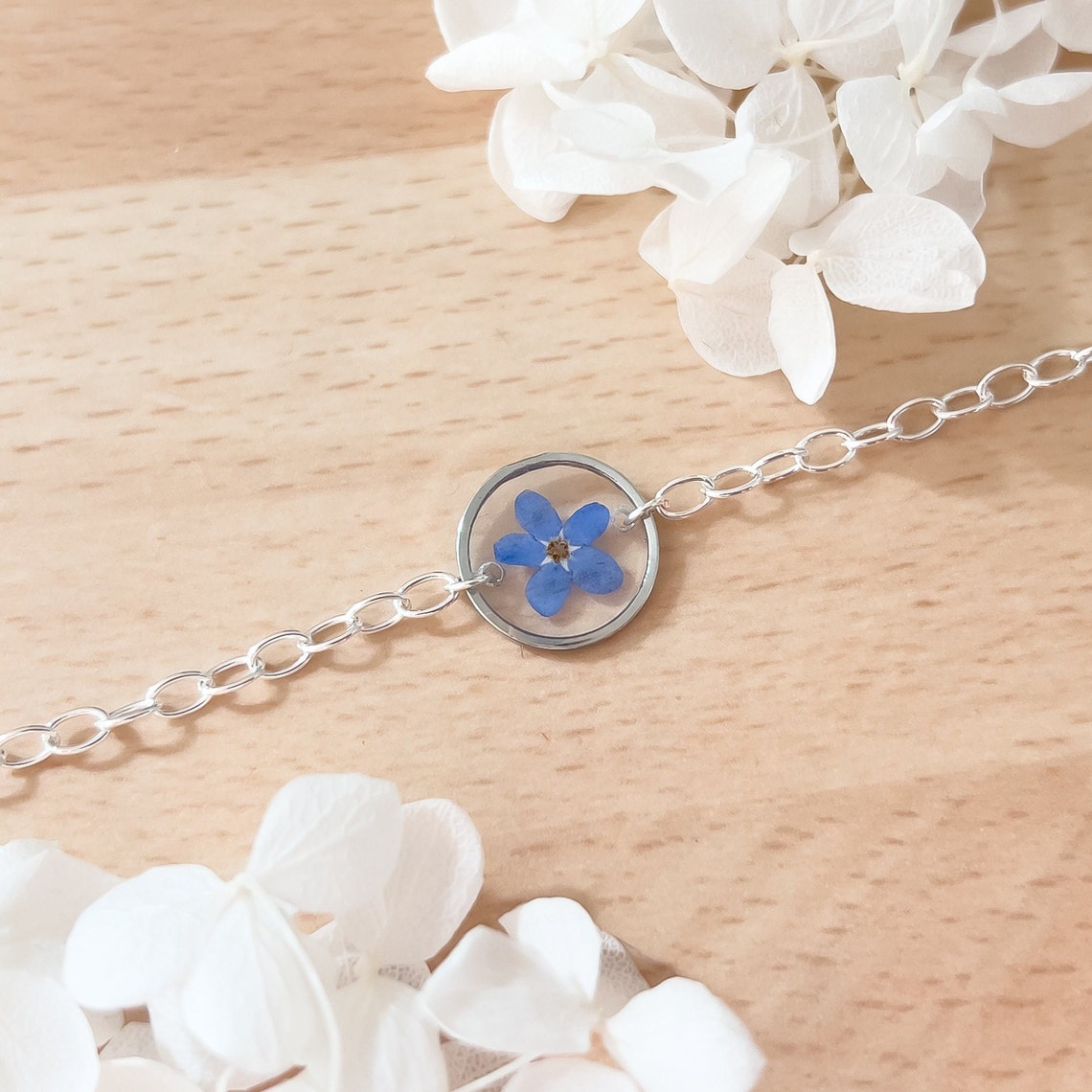 Handmade Sterling Silver Forget Me Not Bracelet, Remembrance Jewelry - Etsy