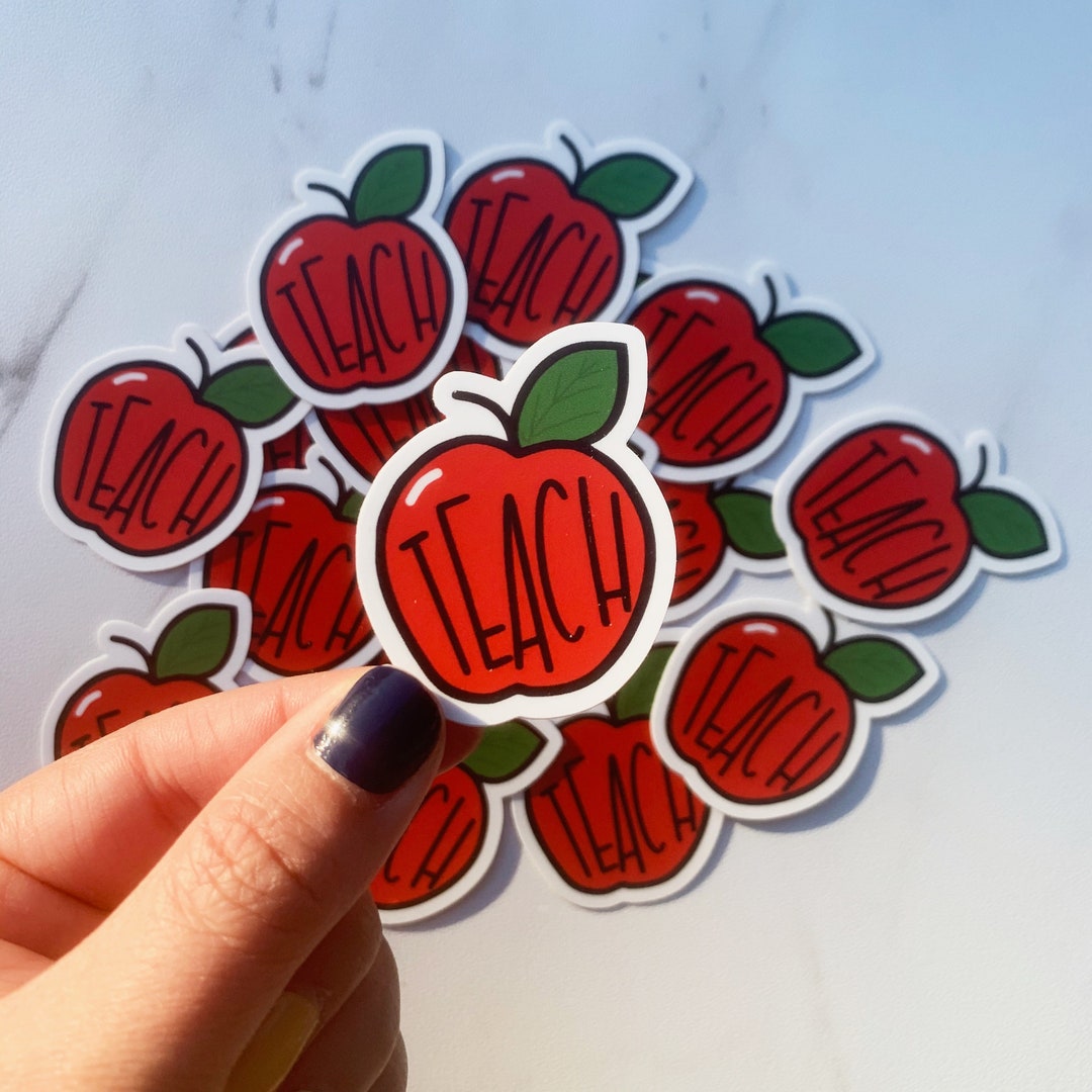 Teach Apple Sticker - Waterproof Vinyl Decal, Teacher Gift - Etsy