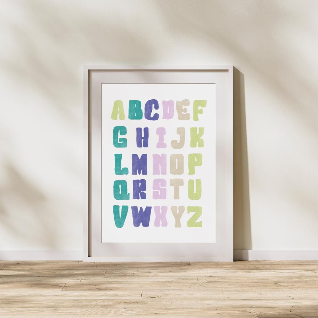 Printable Alphabet Poster for Kids Minimalist ABC Wall Art | Instant ...