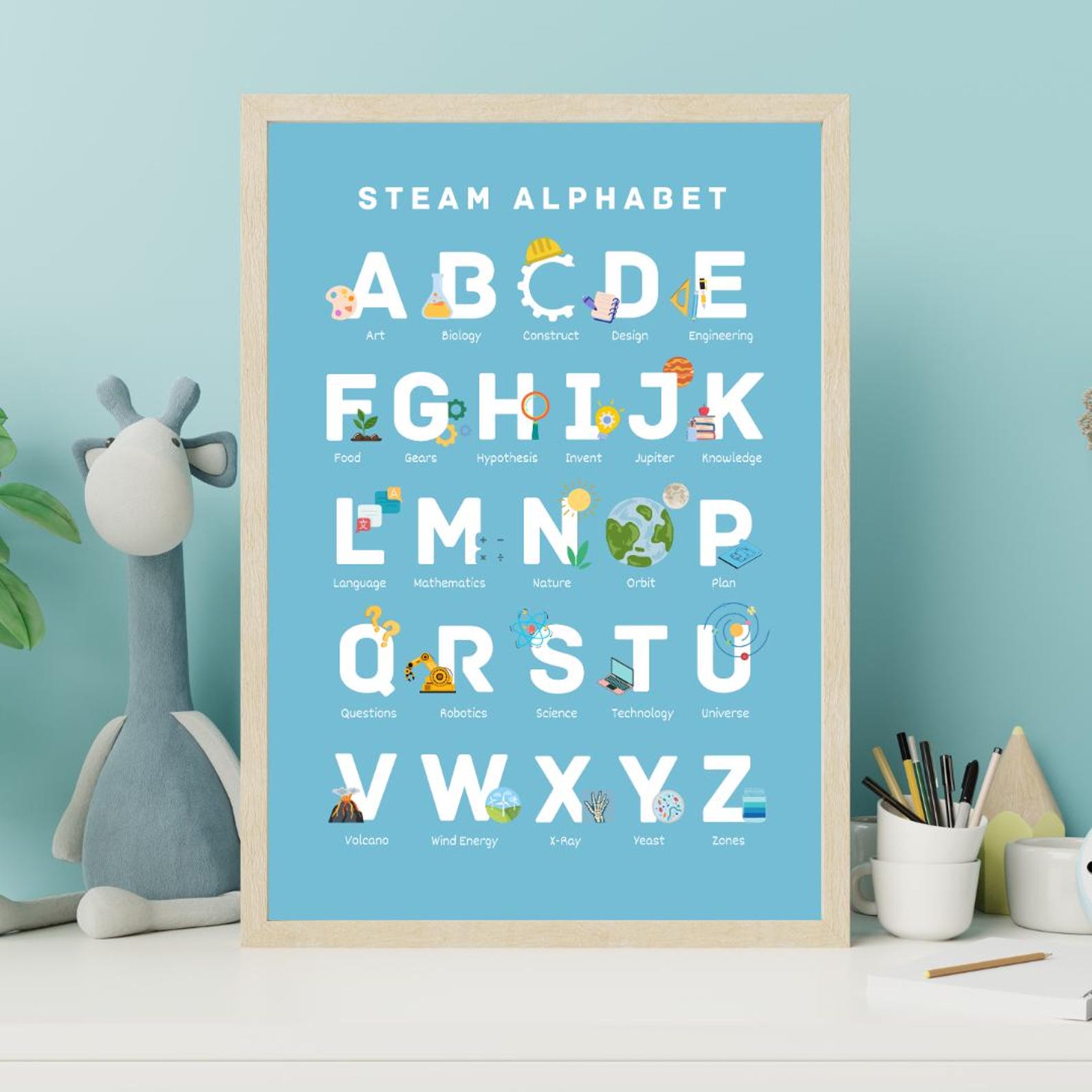 Printable STEAM Alphabet Poster for Kids – Educational Wall Art for ...