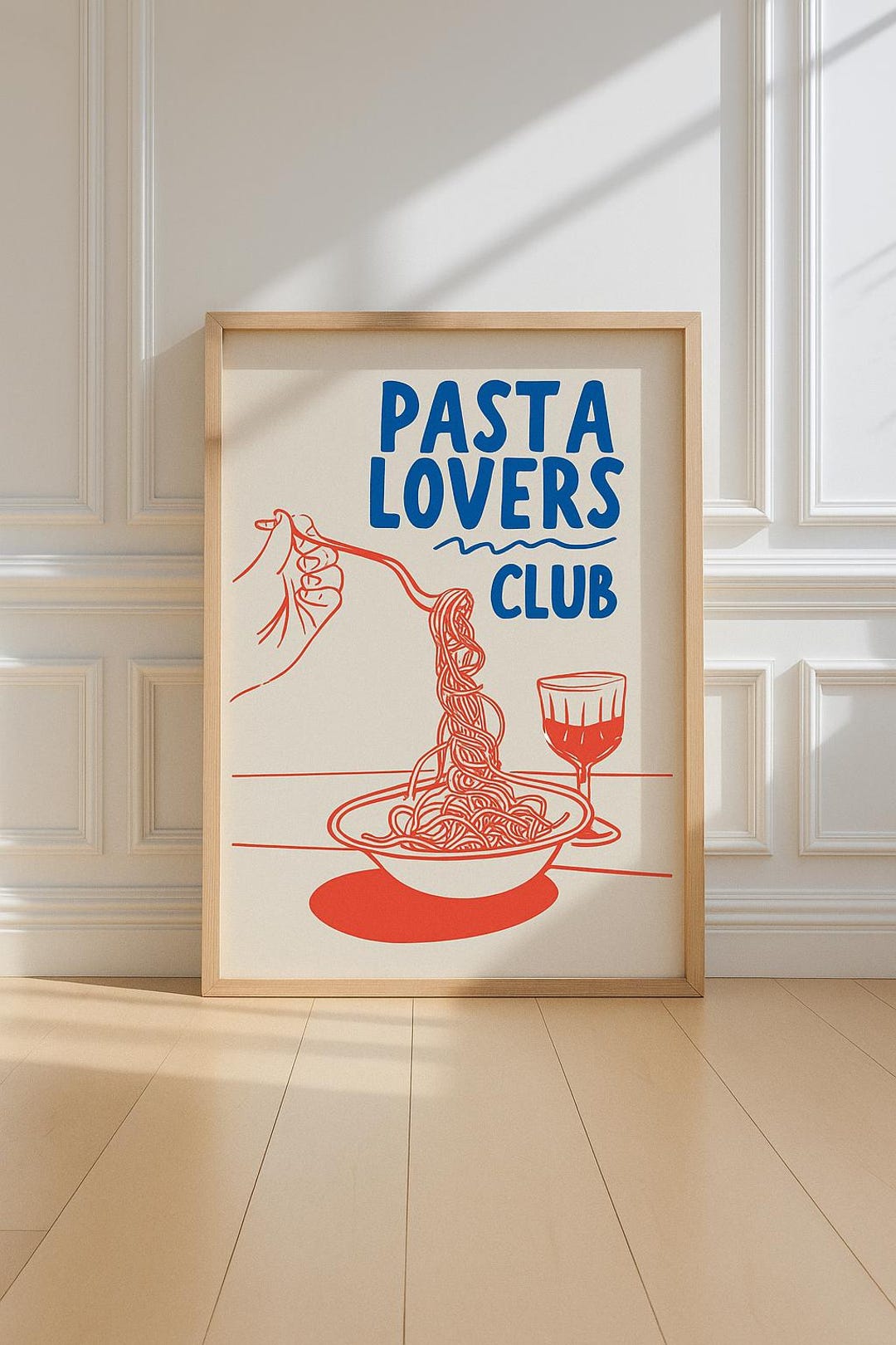 Funny Pasta Lovers Club Print: Spaghetti & Wine Kitchen Art (digital ...