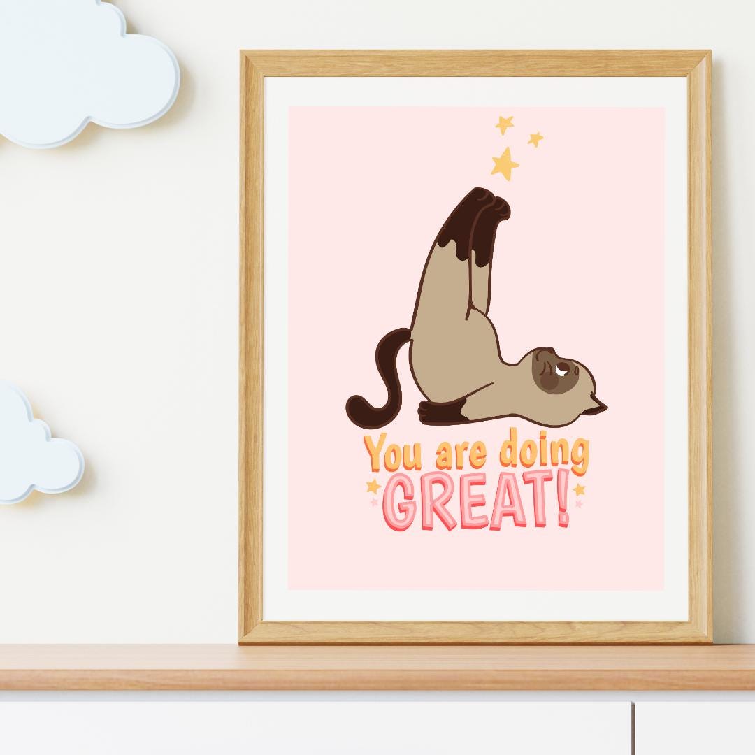 Printable Cat Poster for Kids Room Cute Inspirational Quote Wall Art - Etsy