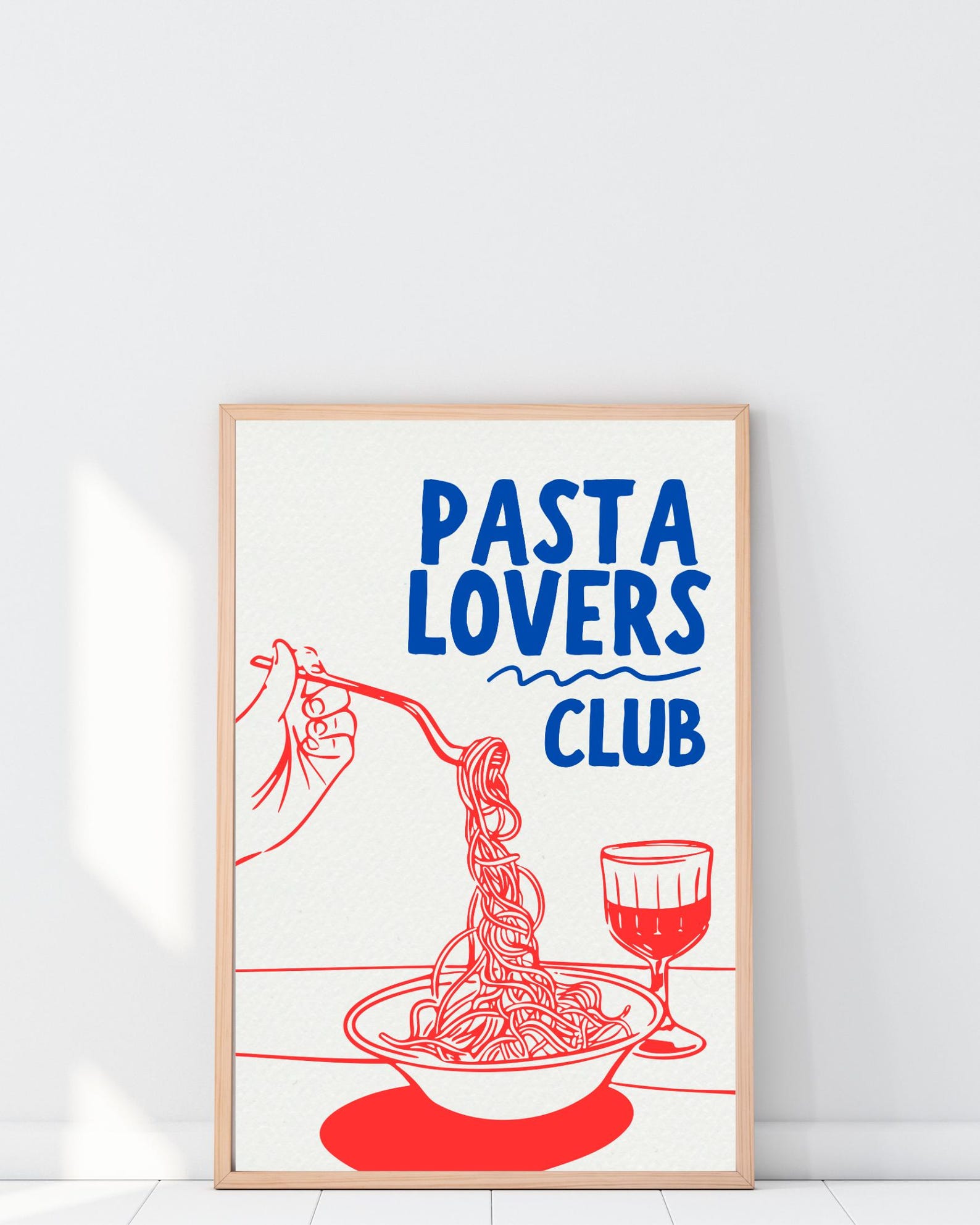 Funny Pasta Lovers Club Print: Spaghetti & Wine Kitchen Art (digital ...