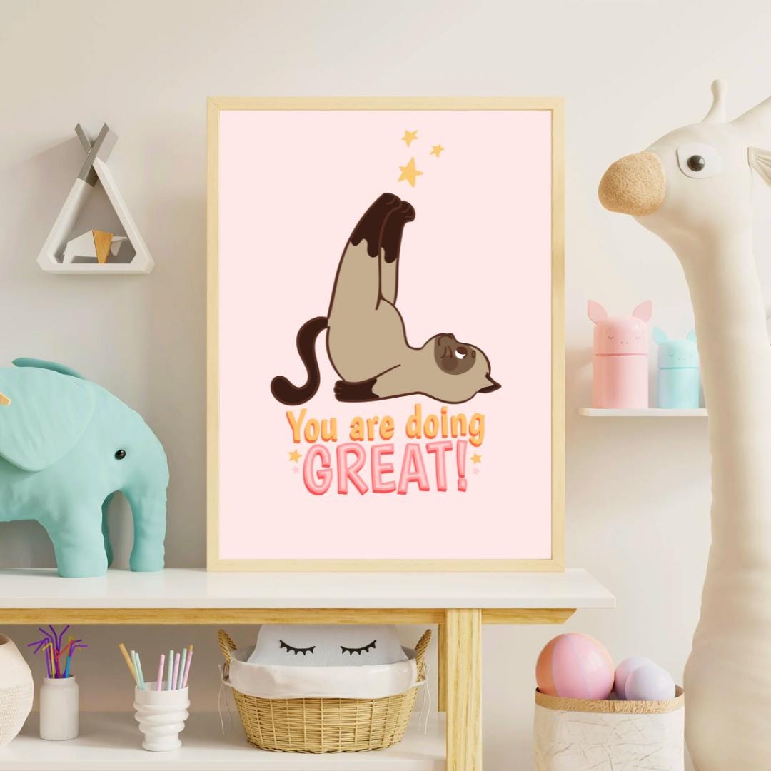 Printable Cat Poster for Kids Room Cute Inspirational Quote Wall Art - Etsy