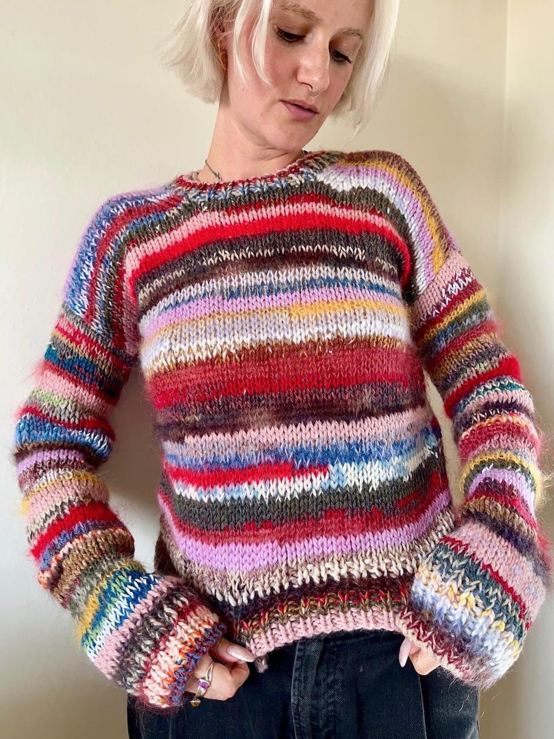 Hand Knit Jumper - Dusk Sky - Size S / M - Etsy