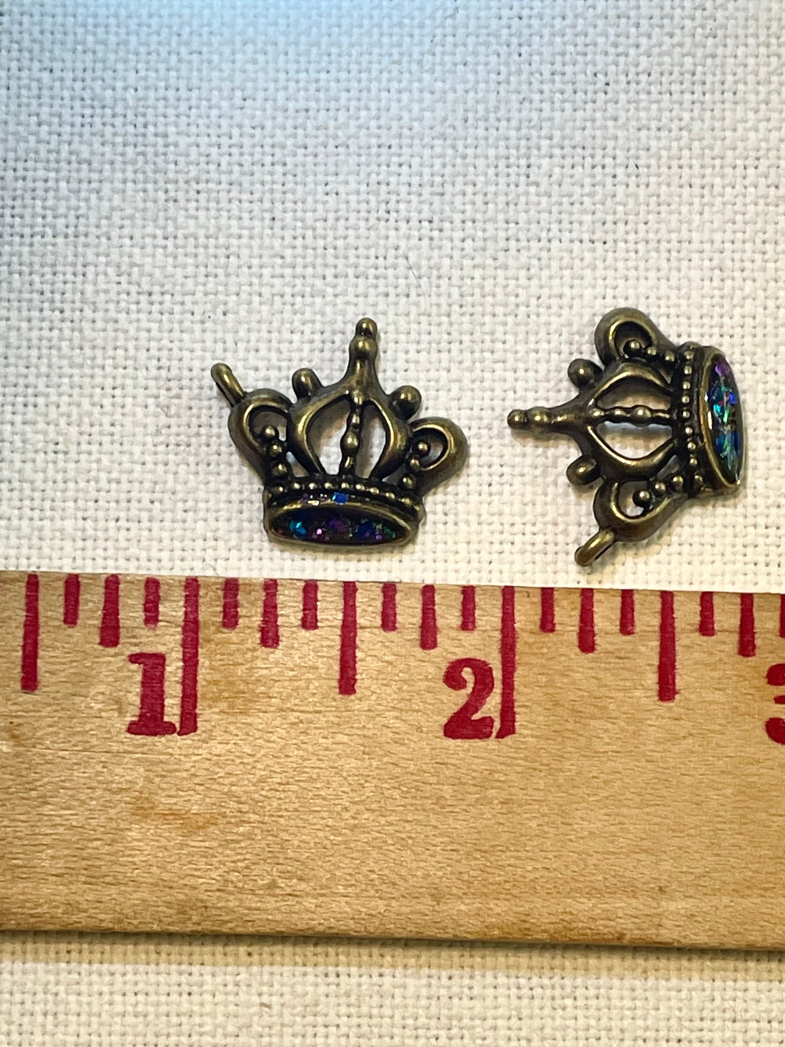 Bronze Crown With Blue Confetti Glitter Enamel - 10 Pieces - Etsy