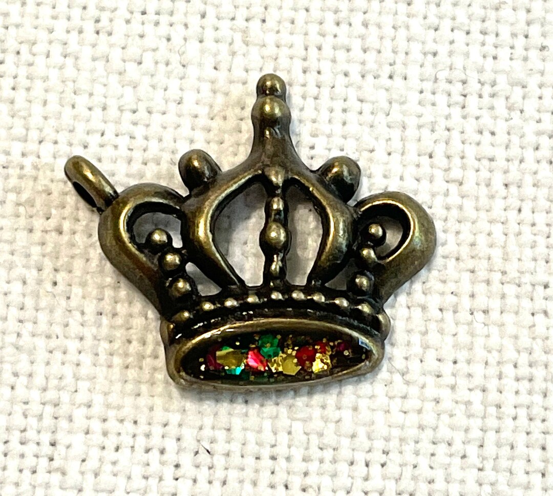 Bronze Crown With Multi Colored Confetti Glitter Enamel - 10 Pieces - Etsy