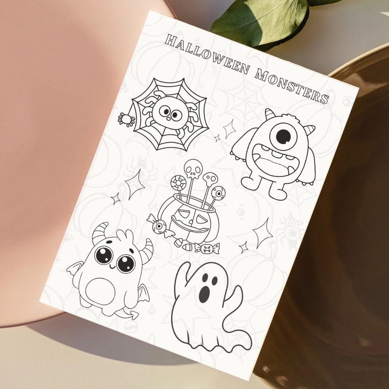 Halloween Monsters Coloring Page for Kids – Cute Printable Activity PDF ...