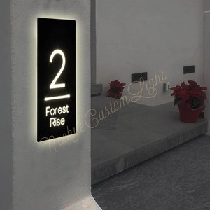 Custom House Number Sign丨led Number Modern Address Plaque Light Box丨 ...
