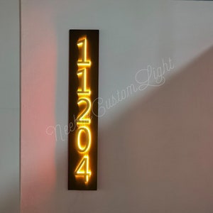 Custom LED House Numbers Sign - 3D, Vertical,5" LED Numbers, Illuminate ...