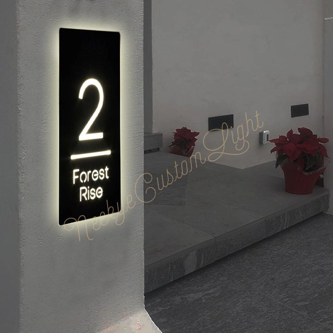 Custom House Number Sign丨led Number Modern Address Plaque Light Box丨 ...