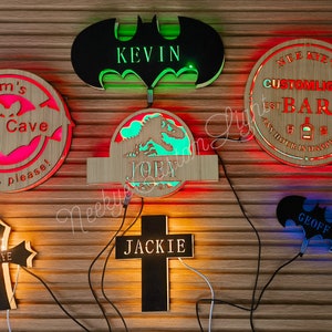 Custom Wooden Bar LED Sign丨name Decor Night Light With 9 Colors Remote ...
