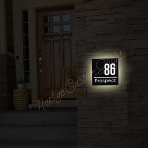 Custom Illuminated LED House Sign丨modern LED House Number丨vertical ...
