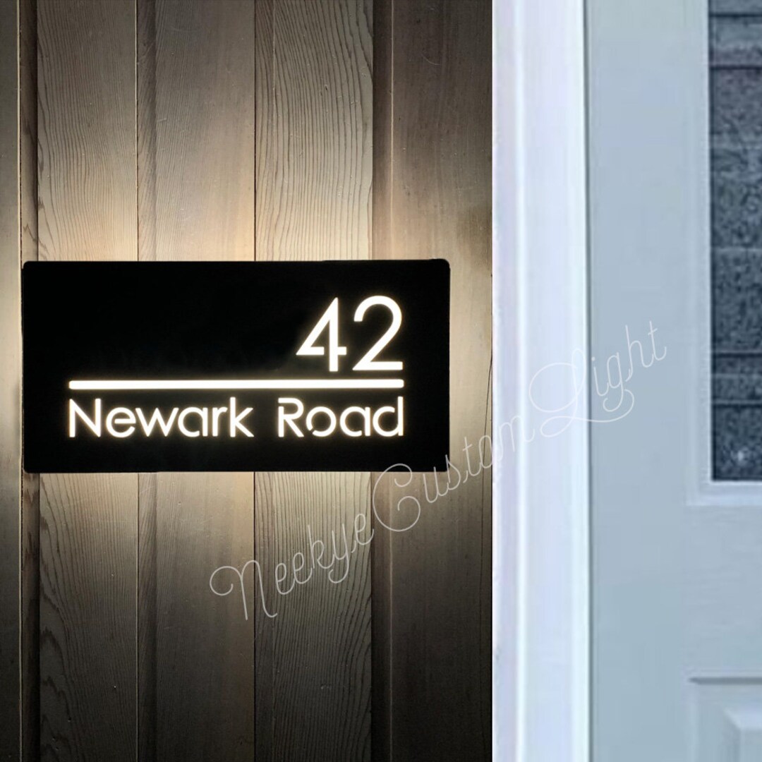 Custom LED Back-lit Lighted House Number Sign Hollow Stainless Steel ...