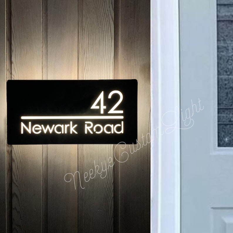 Custom LED Back-lit Lighted House Number Sign Hollow Stainless - Etsy